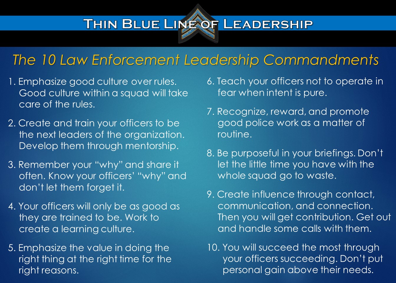 The 10 Law Enforcement Leadership Commandments | Thin Blue Line of ...